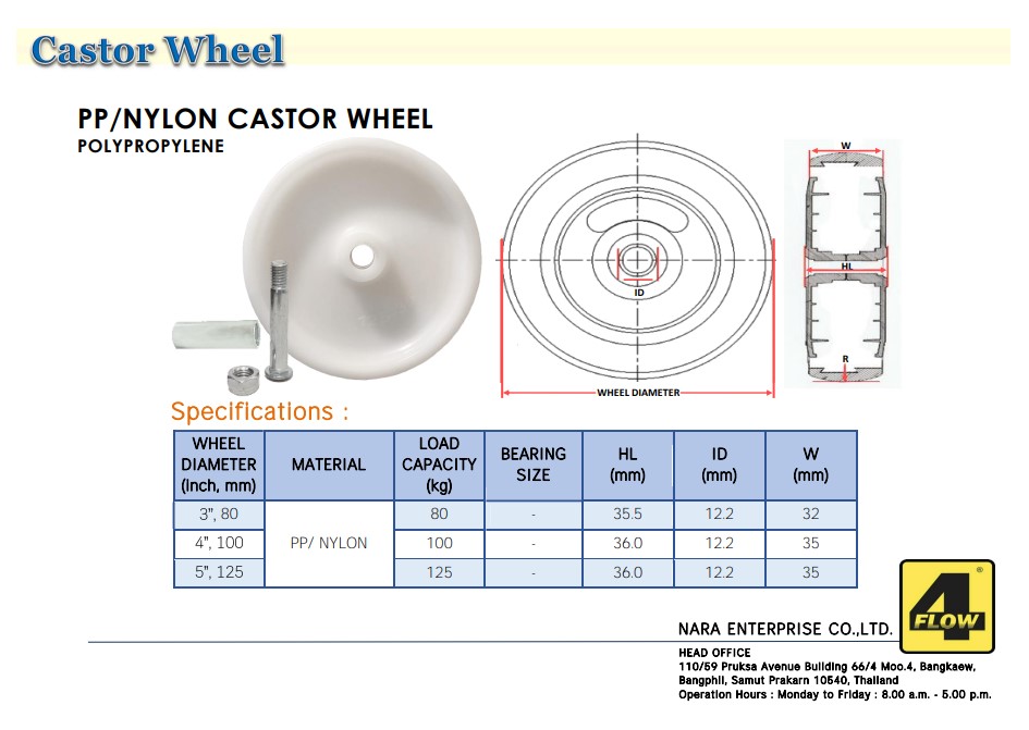 จำหน่าย PP/ NYLON WHEEL (WHEEL SIZE = 4″) » NARA ENTERPRI..